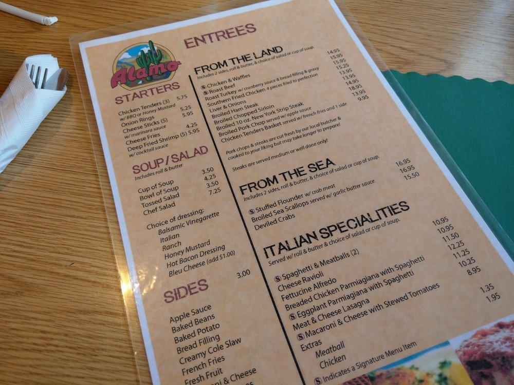 Menu at Alamo Restaurant, Elysburg, 391 Knoebels Blvd