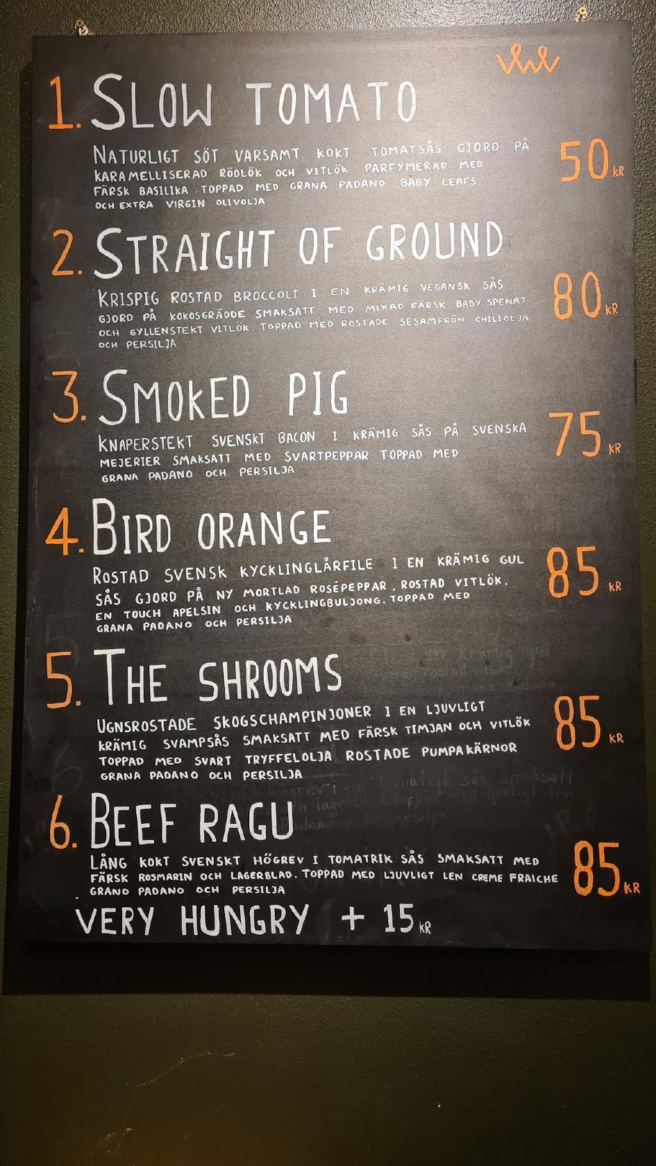 Carta del restaurante BENNE Kvillebäcken, Gotemburgo