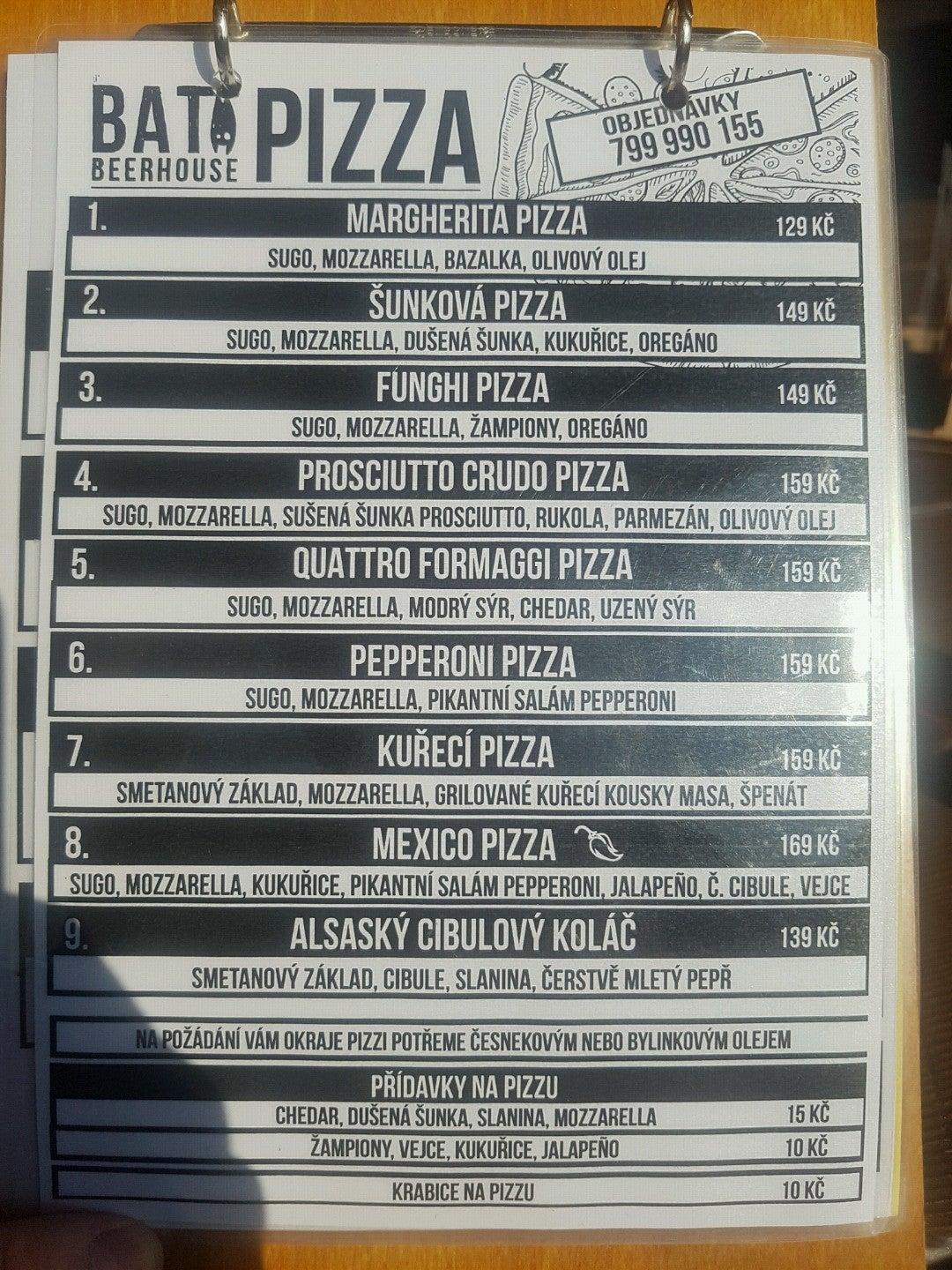 Menu at Bat Beerhouse pub & bar, Brno