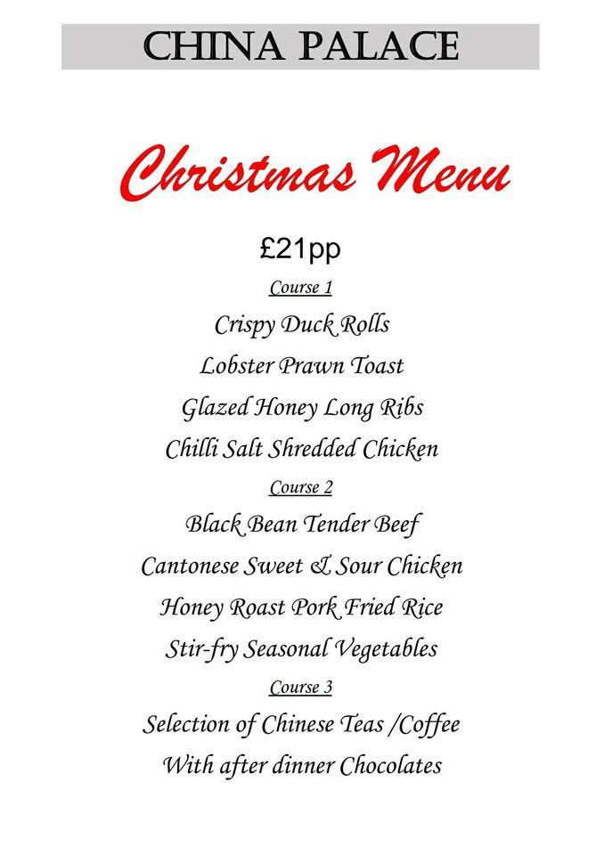 Menu at China Palace restaurant, Brandesburton