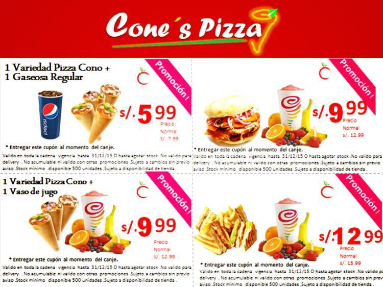 Menu at Cone's Pizza restaurant, Cusco