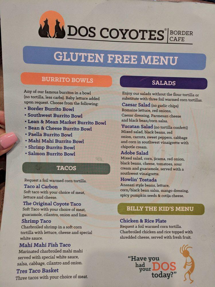 Menu at Dos Coyotes Border Cafe, San Ramon