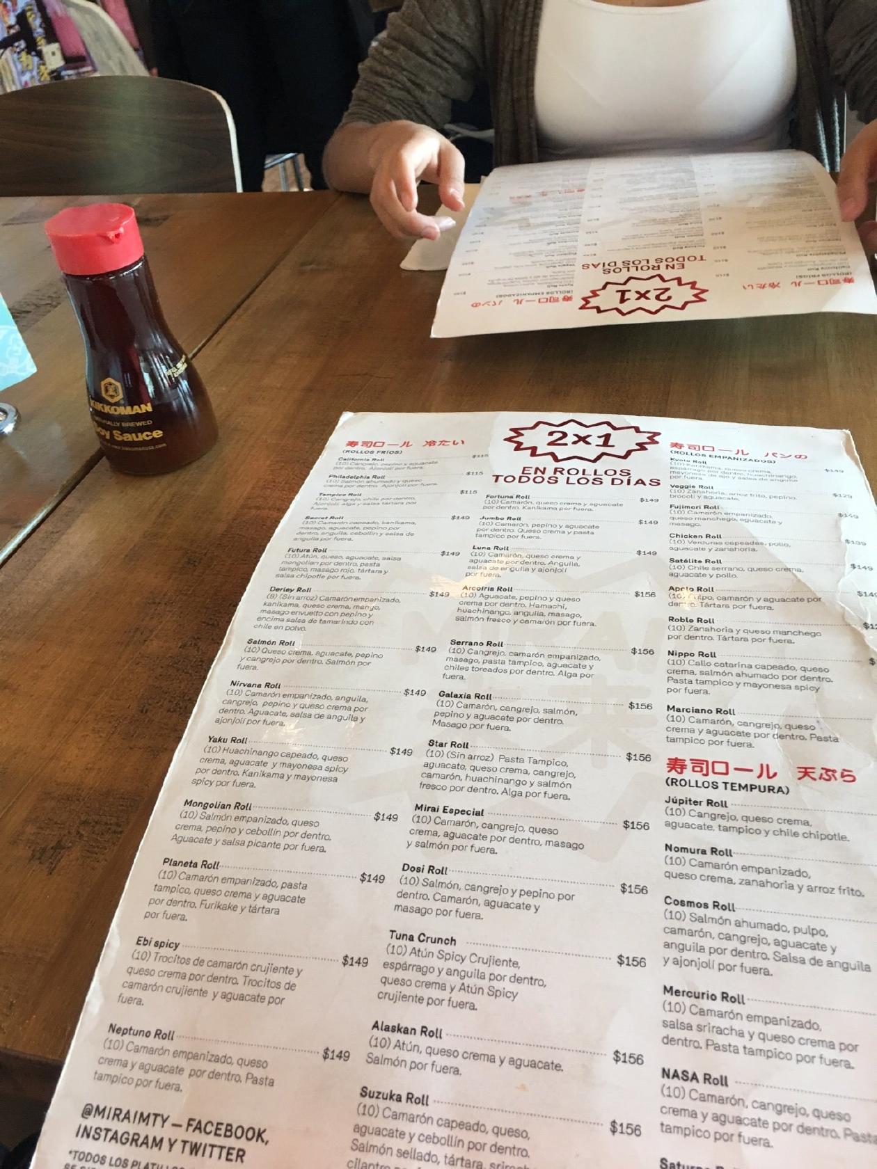 Carta del restaurante Mirai Paseo Tec, Monterrey, Av. Eugenio Garza ...