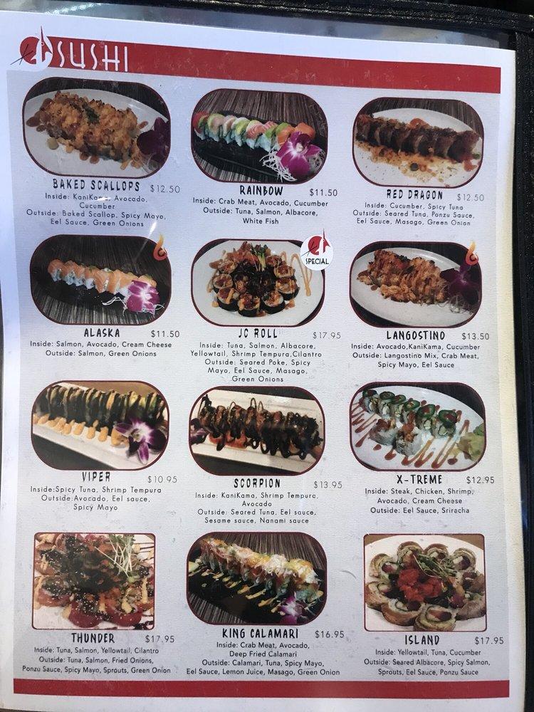 Menu at Nanami sushi restaurant, Hemet