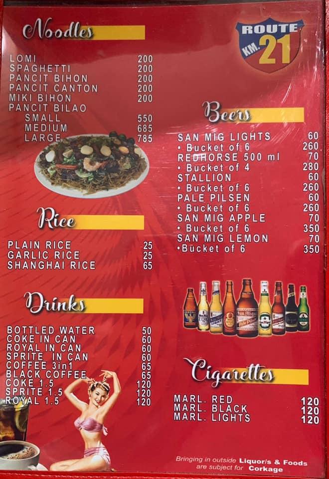 Menu at Route KM 21 Grill & Resto Bar, Quezon City