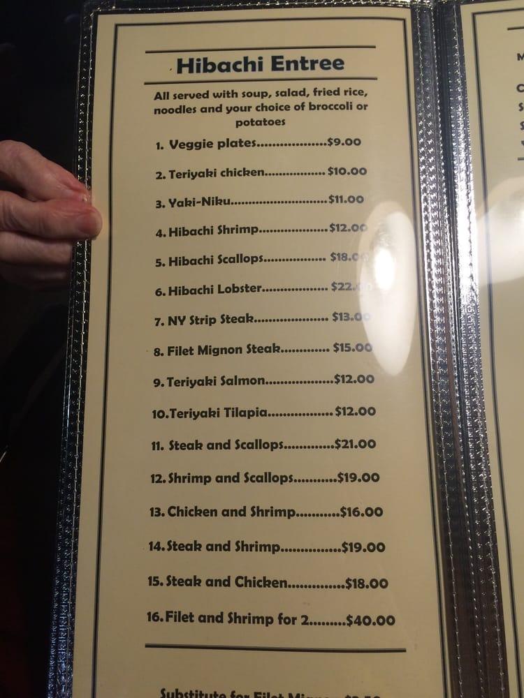Menu at Sumo Japanese Restaurant, Longview