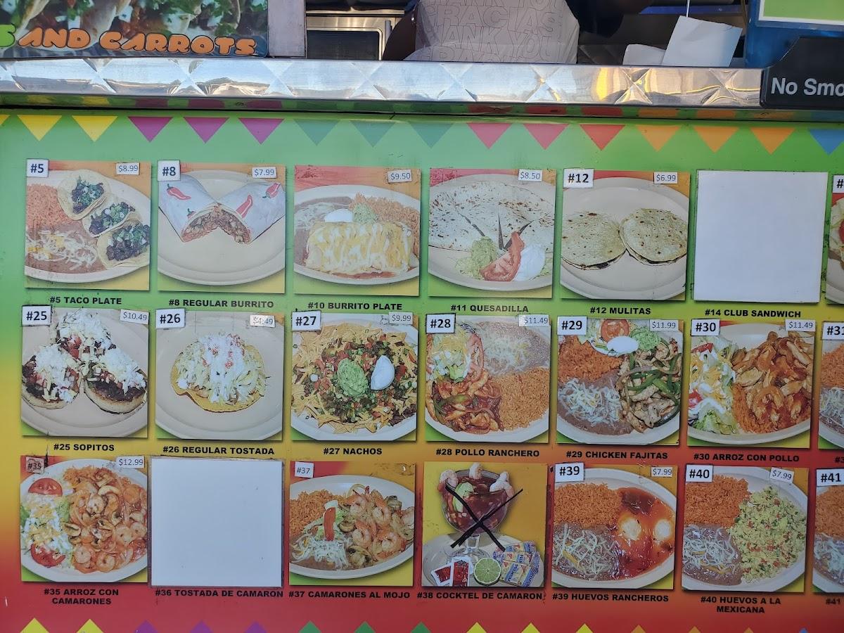 Menu at Ricos Tacos restaurant, Tacoma, Center St