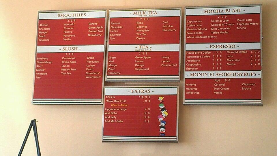 Menu at Boba Zone pub & bar, Wichita, N Rock Rd