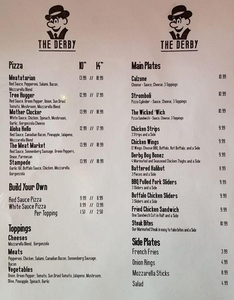 Меню Brown Derby Bar, Спокан