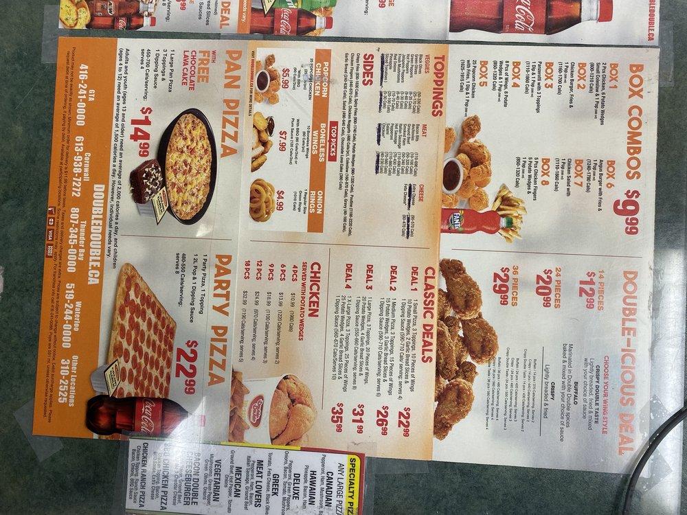Menu at Double Double Pizza & Chicken pizzeria, Thunder Bay