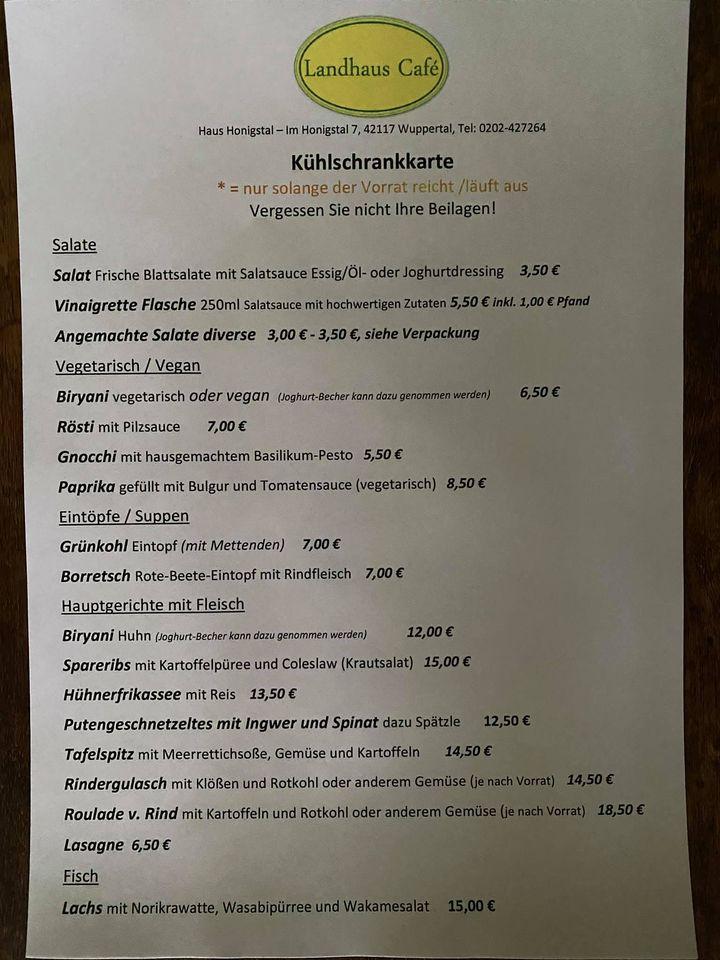 Speisekarte von Landhaus Café cafe, Wuppertal, Im Honigstal 7