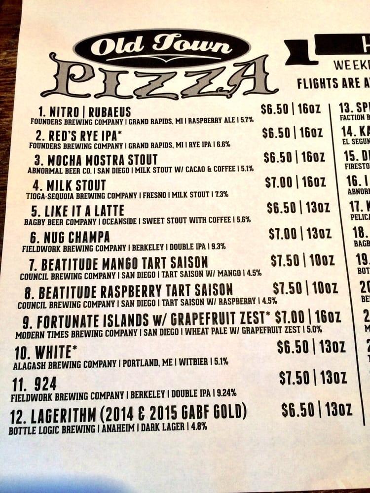 Menu at Old Town Pizza pub & bar, Roseville, 120 Church St