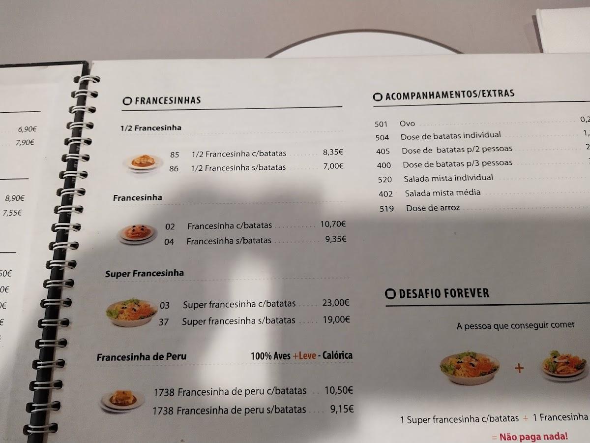 Menu em Forever restaurante, Vila Nova de Famalicão