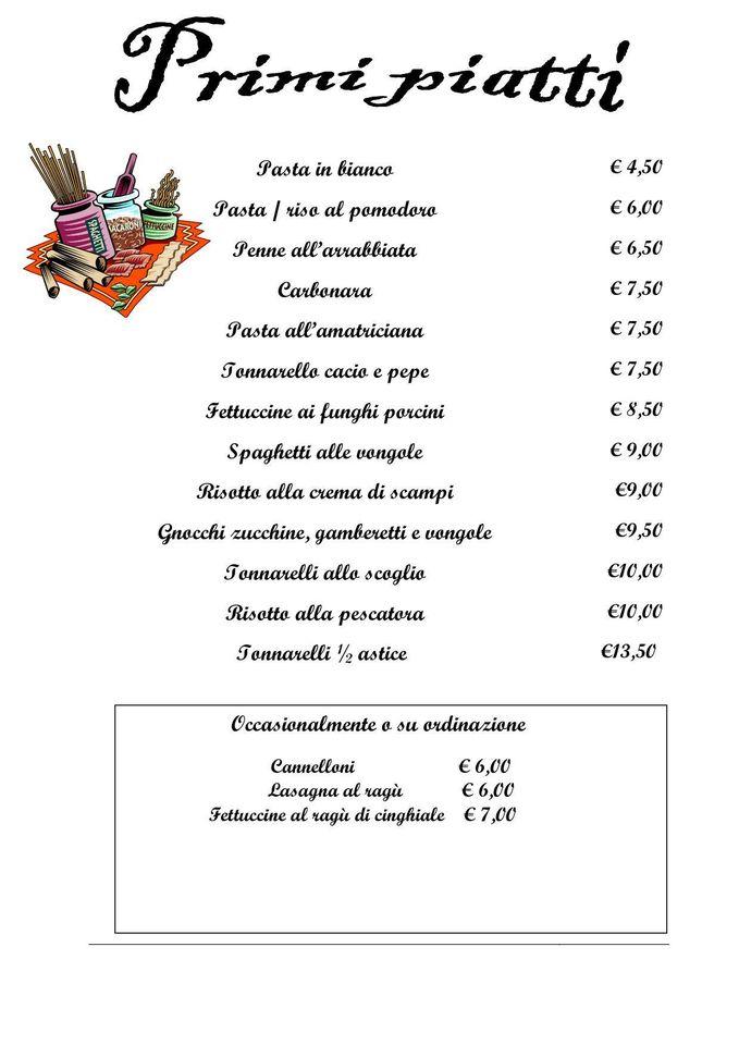 Menu da Ristorante Pizzeria Al Sorriso, Albano Laziale