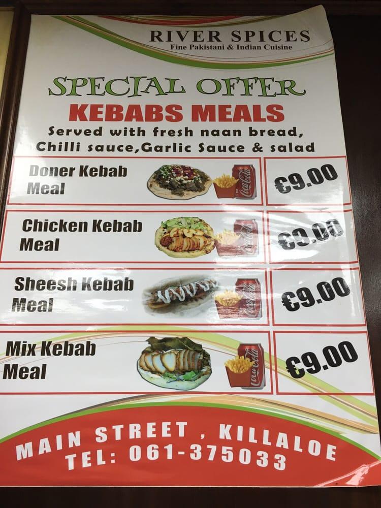 Menu at River Spice restaurant, Killaloe