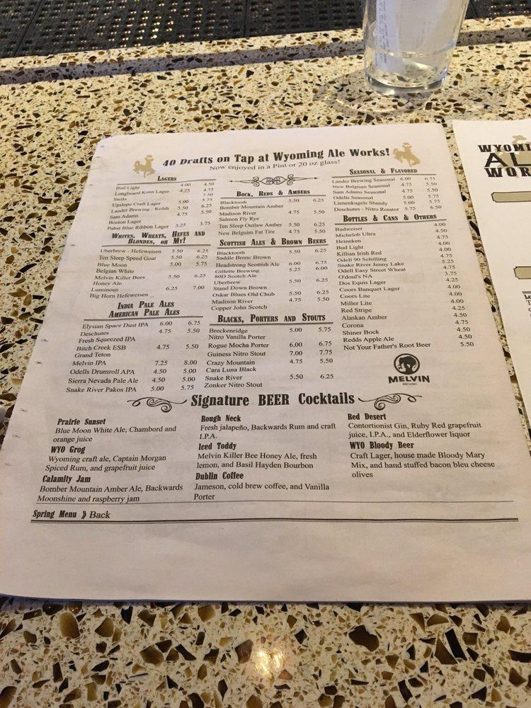 Menu at Wyoming Ale Works pub & bar, Casper, E 2nd St
