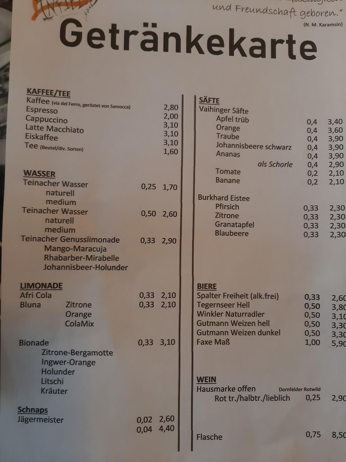 Speisekarte von Café Infield cafe, Nördlingen