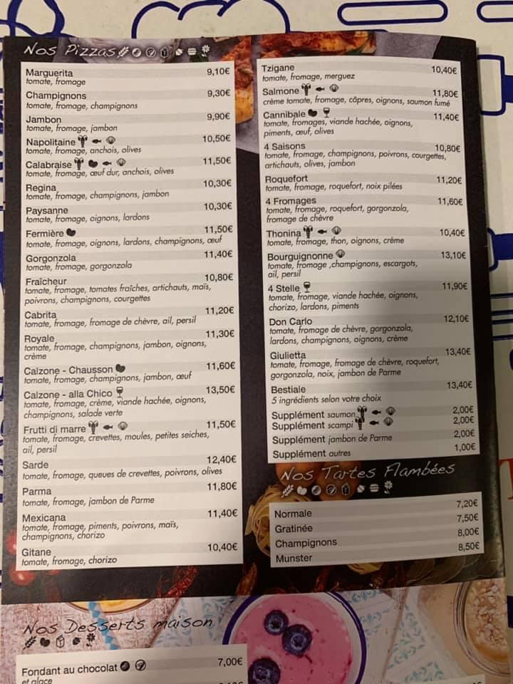 Menu au Da Giorgio pizzeria, Geispolsheim