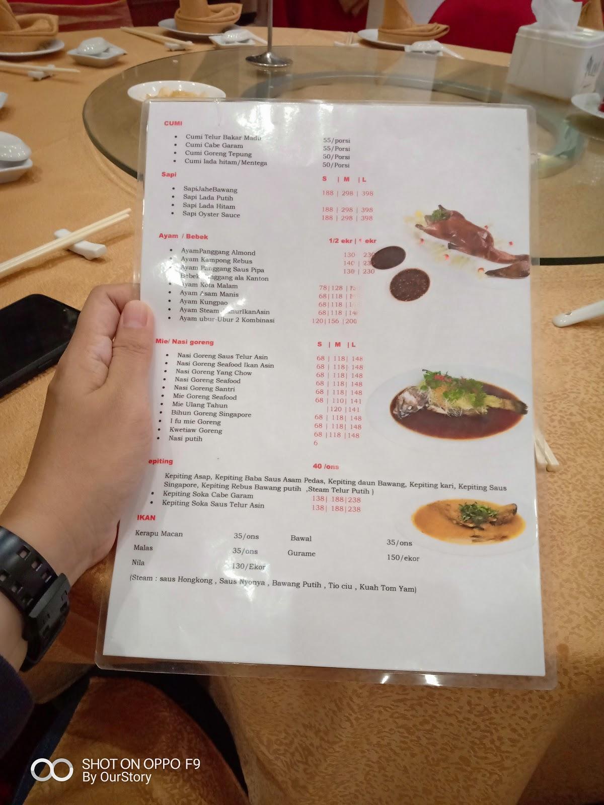 Menu at Fortune Star Function Hall restaurant, West Jakarta