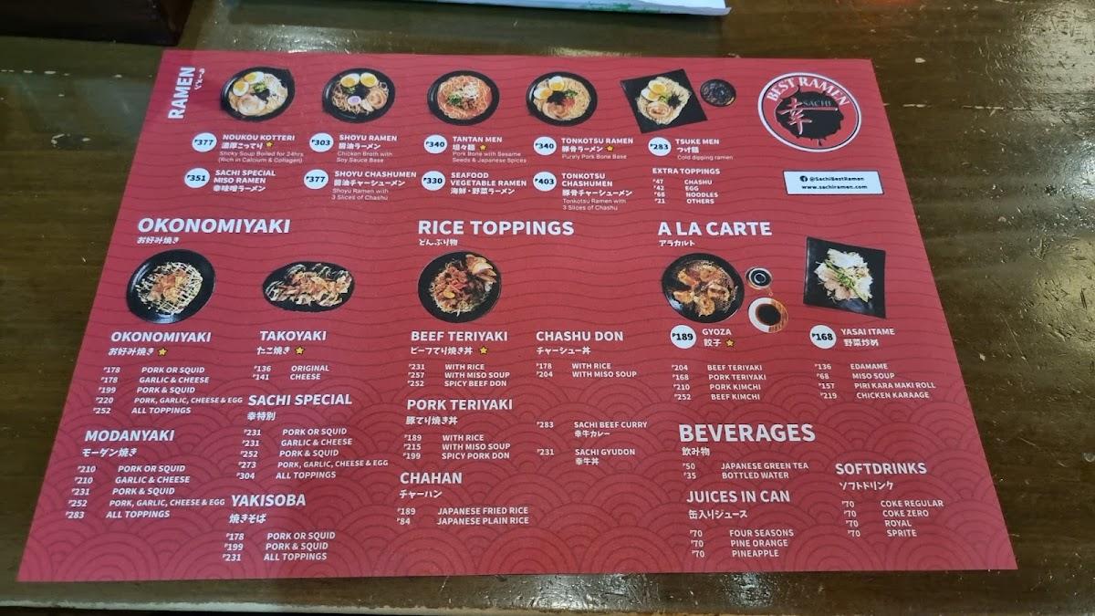 Menu at Sachi Authentic Japanese Ramen And Okonomiyaki restaurant, Cebu ...