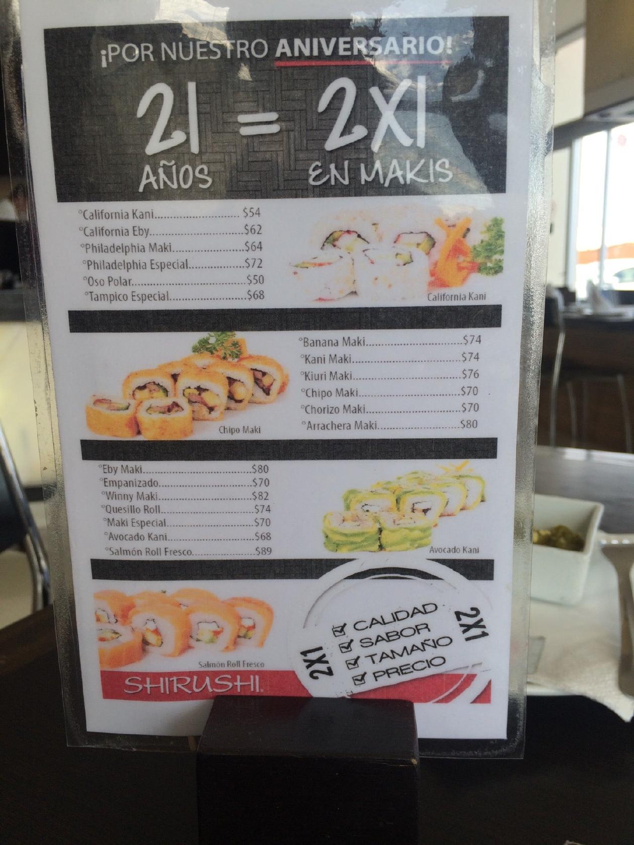 Carta del restaurante Shirushi San Juan del Río, San Juan del Río