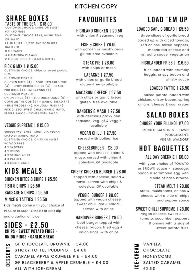 Menu at Torphichen Inn pub & bar, Bathgate, 7 The Sq