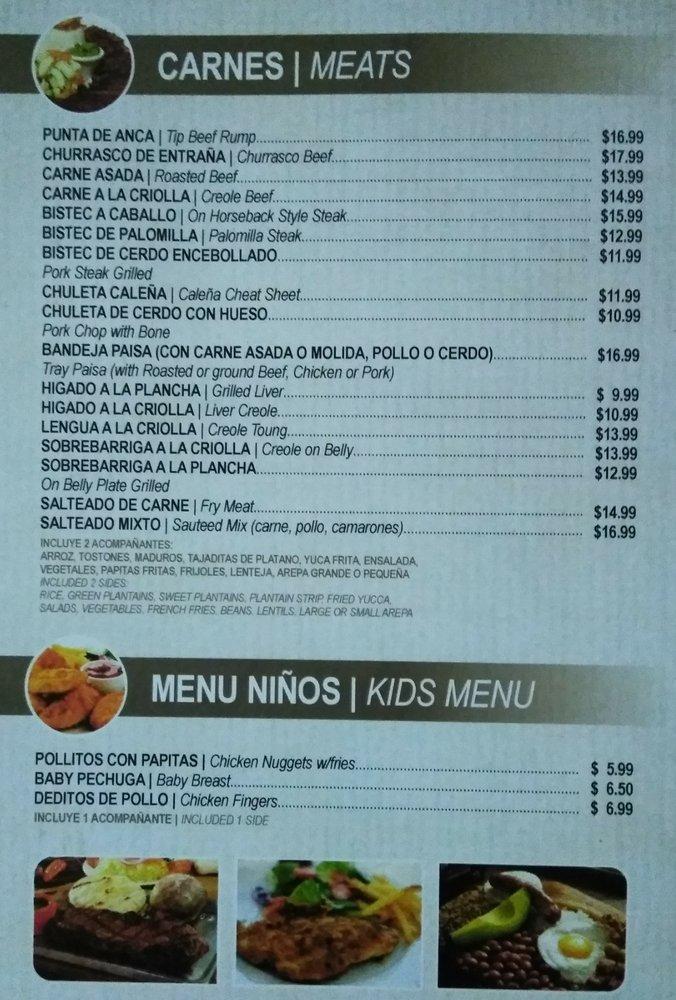 Menu at Arepas Y Mucho Mas restaurant, Country Walk