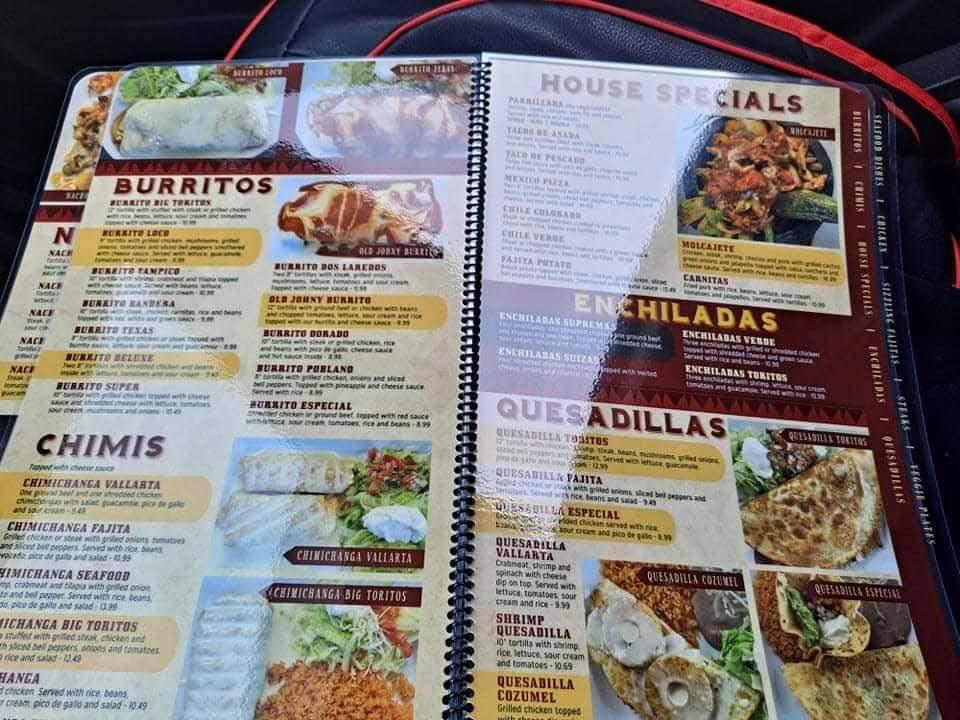 Menu at Los Toritos restaurant, Syracuse