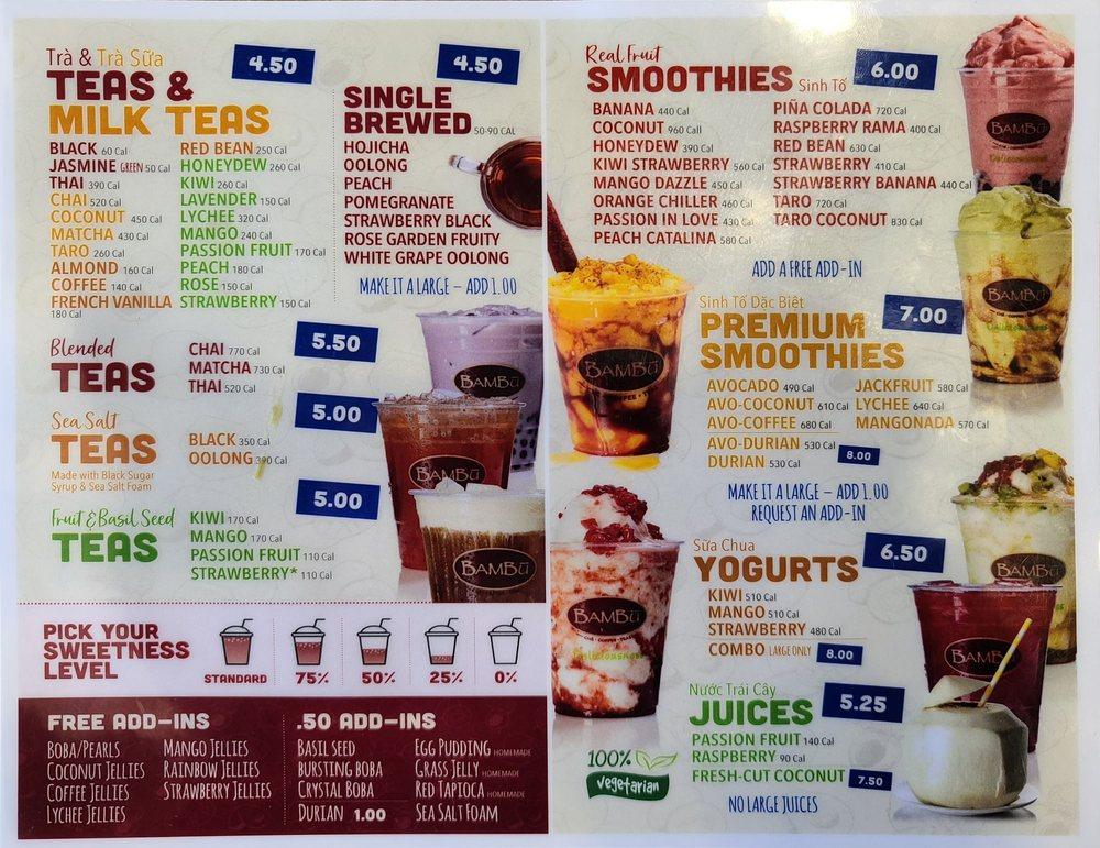 Menu at Bambu Desserts and Drinks Canton, Canton