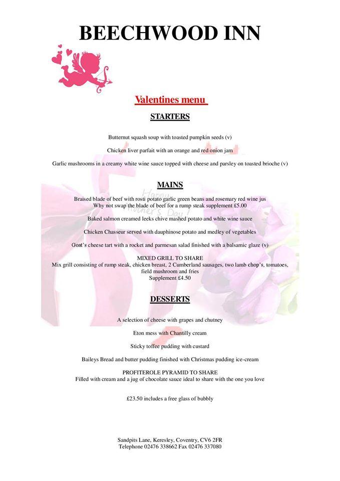 Menu at Cinnamons at Beechwood restaurant, Coventry