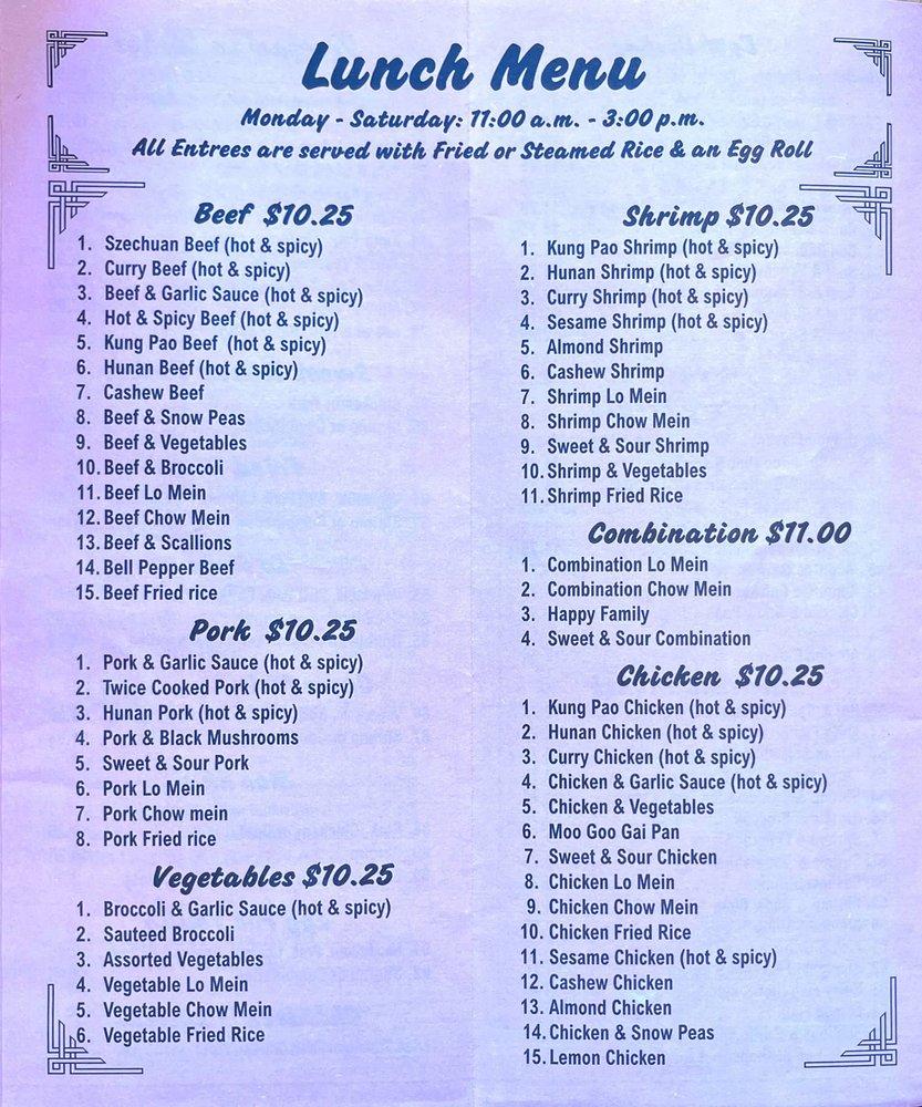 Menu at Golden Taipei Chinese Restaurant, Littleton