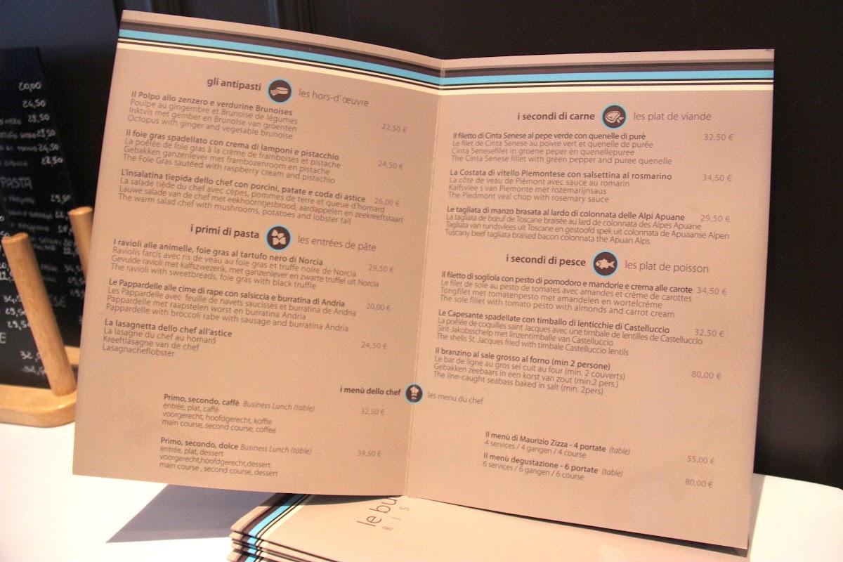 Menu au Le Buone Maniere, Etterbeek