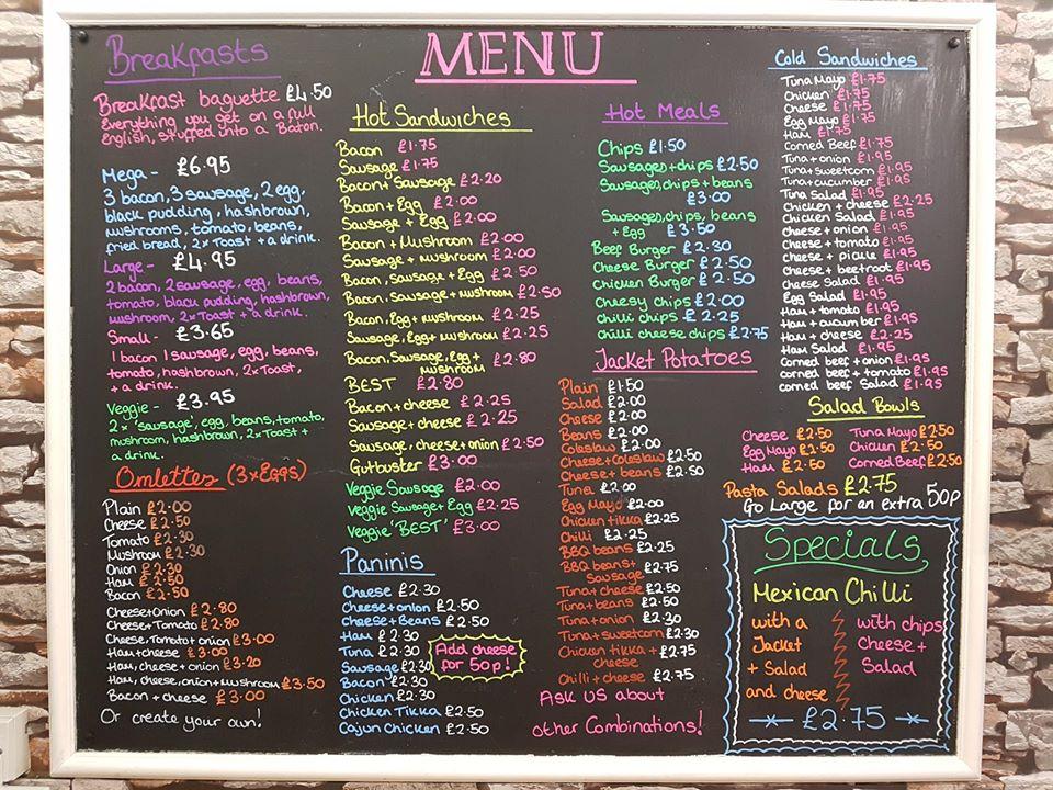 Menu at One Way Cafe, Walsall
