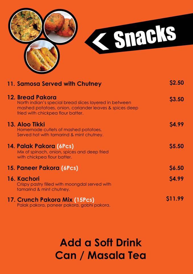 Menu at Punjab Street Chaat Corner fast food, Springvale