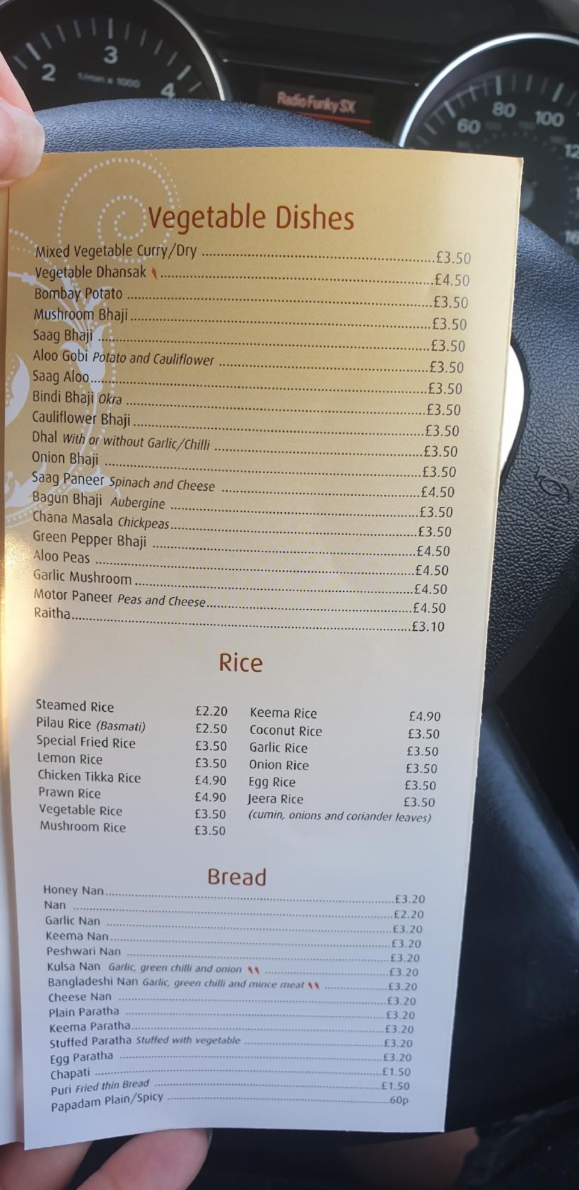 Menu at The Empress Of India fast food, Sittingbourne