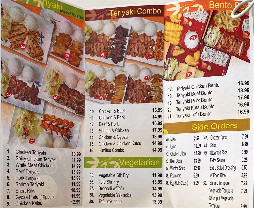 Menu at Himitsu Teriyaki restaurant, Sammamish