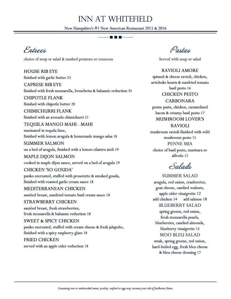 Menu at Inn At Whitefield pub & bar, Whitefield