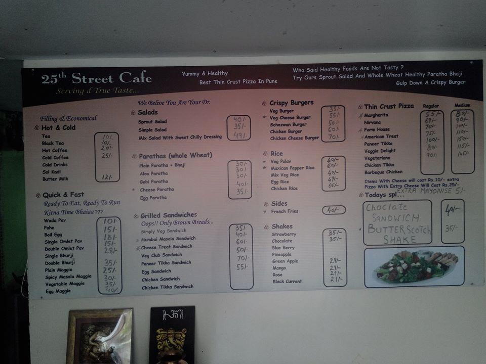 Menu at 25th Street Cafe, Pune