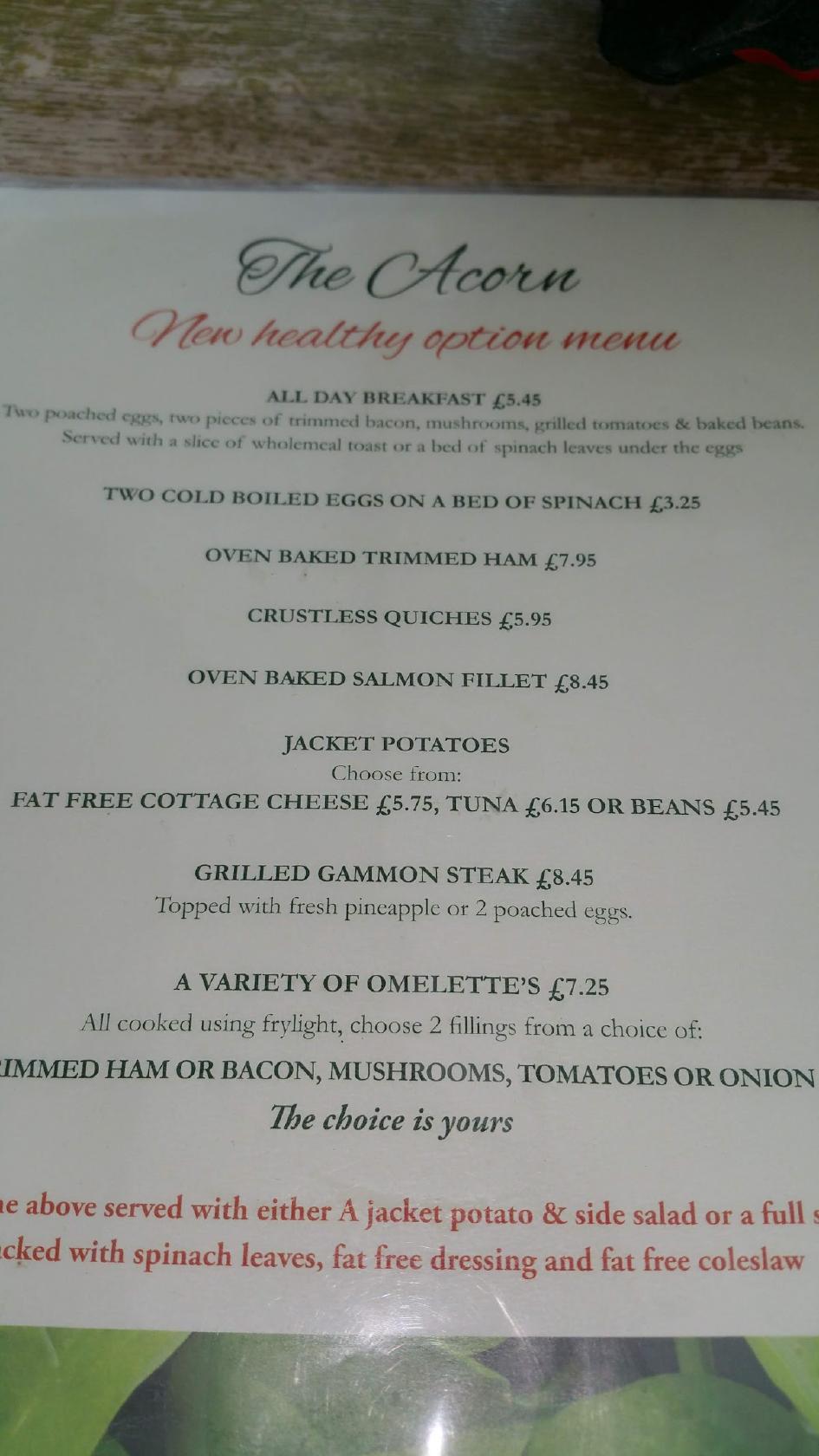 Menu at Acorn Bistro & Restaurant, Bristol