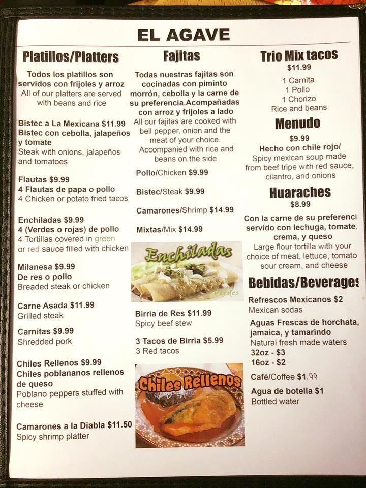 Menu at El Agave Market Restaurant, Hanover