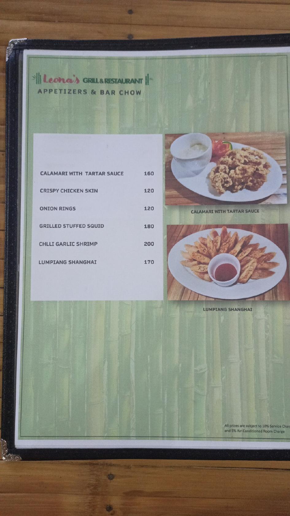 Menu at Leona’s Grill and Restaurant, Bani