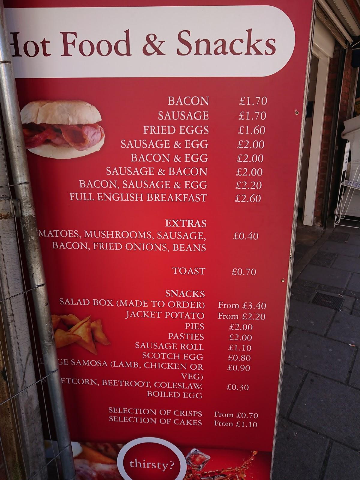 Menu at The Sandwich Bar, Luton