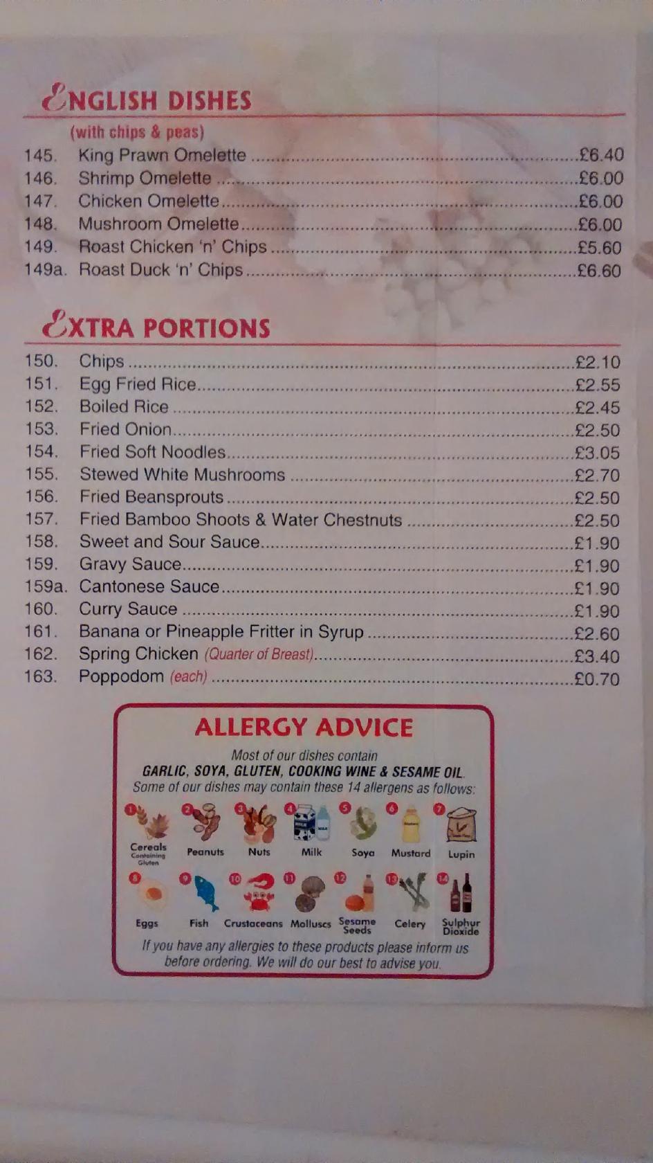 Menu at China Kitchen fast food, Shipston-on-Stour