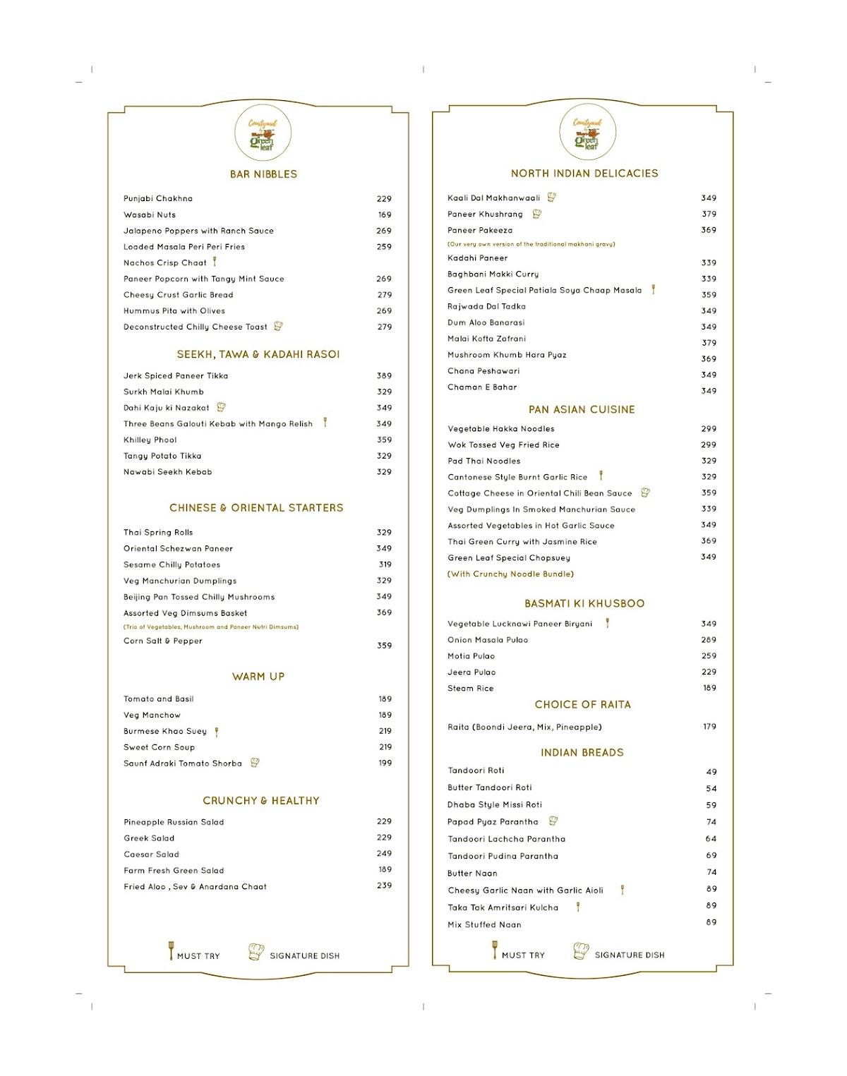 Menu at Courtyard By Maini's Green Leaf, Ghaziabad