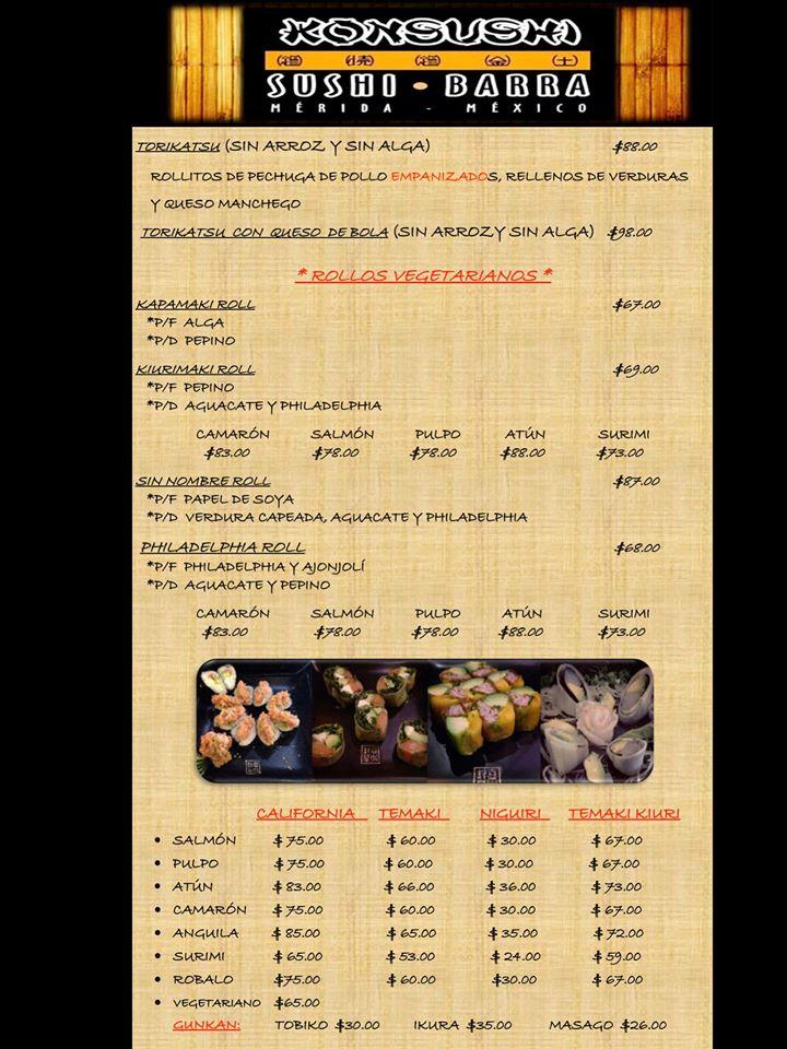 Carta del restaurante KONSUSHI, Merida, C. 45 338