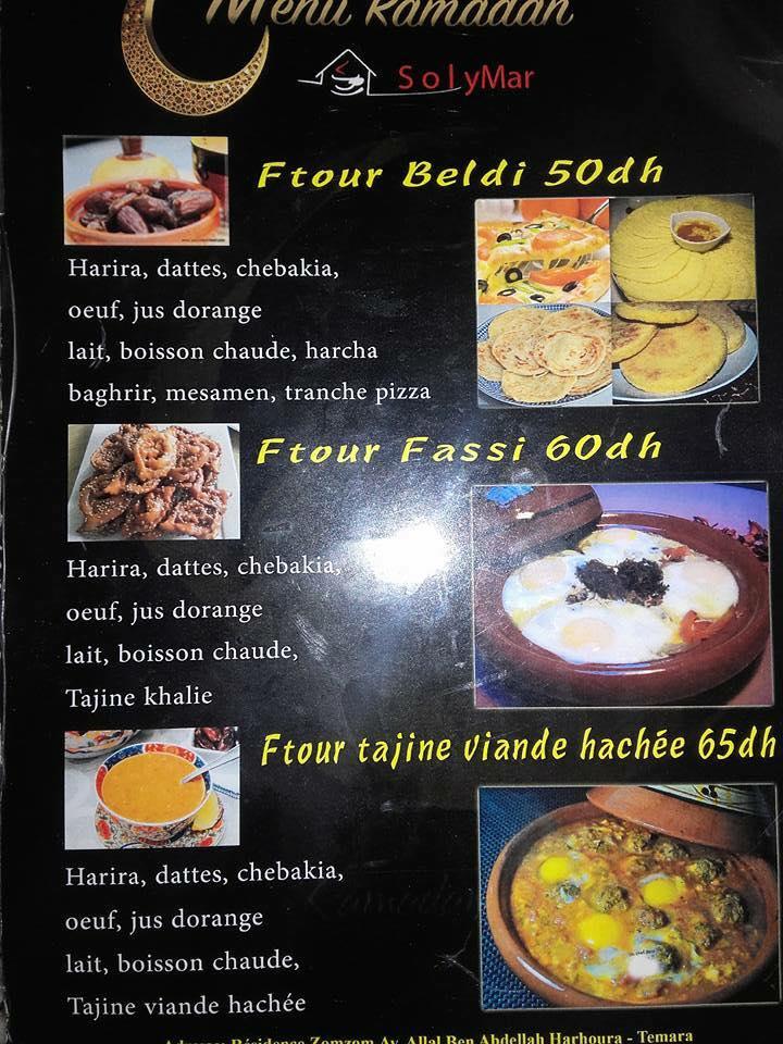 Menu at sol y mar cafe, Temara