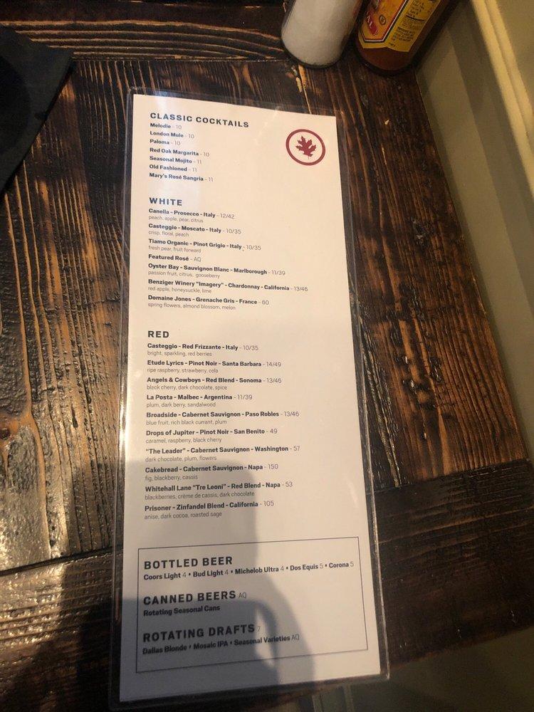 Menu at Red Oak Kitchen pub & bar, Odessa