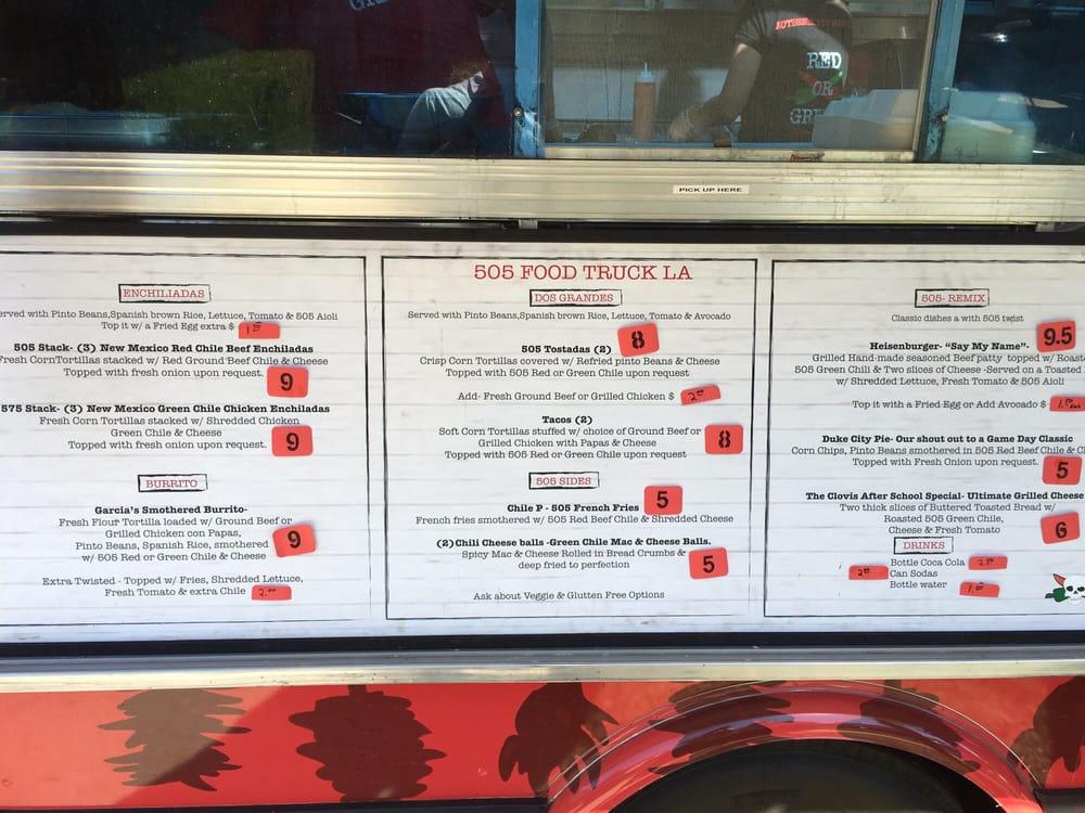 Menu at 505 Food Truck LA restaurant, Los Angeles