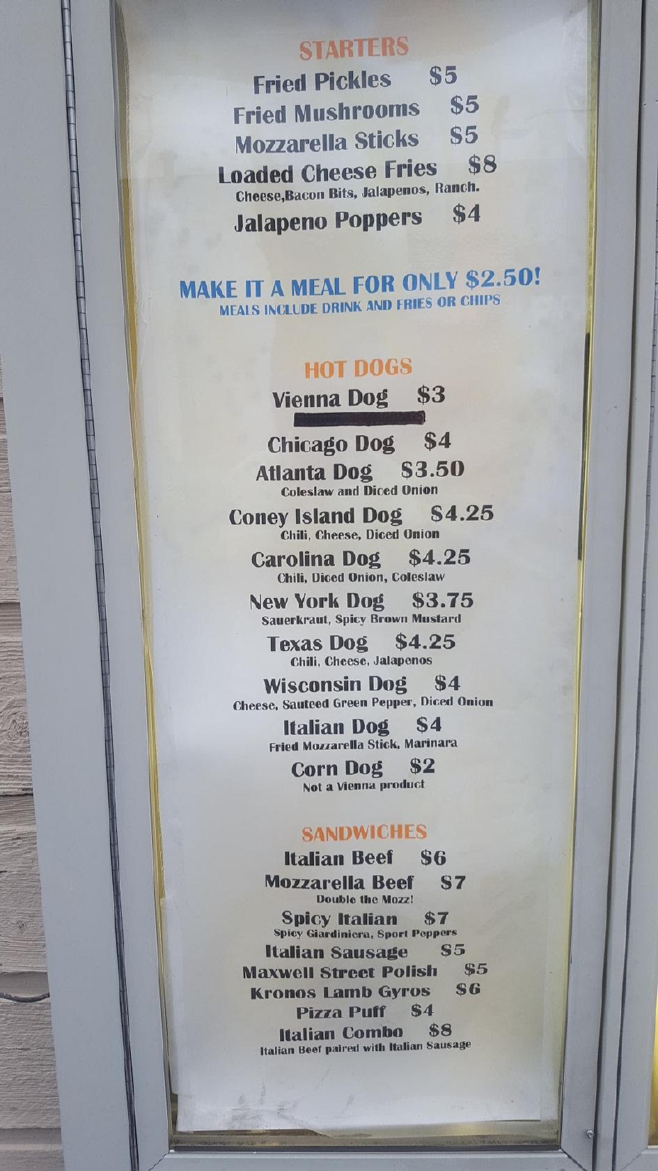 Menu at Off Road Diner and Dogs BBQ, Oak Ridge