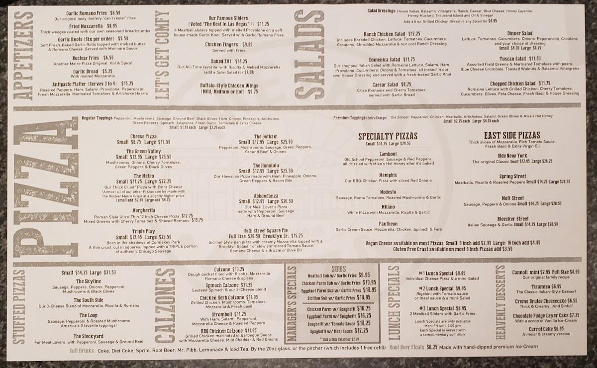 Menu at Metro Pizza pizzeria, Las Vegas, S Decatur Blvd #39